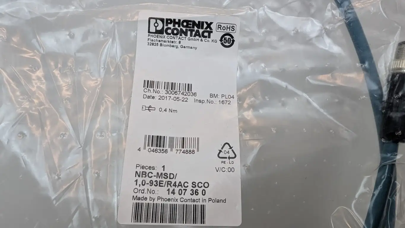 Phoenix Contact NBC-MSD/1,0-93E/R4AC SCO Network Cable 1407360 4-Pin ...