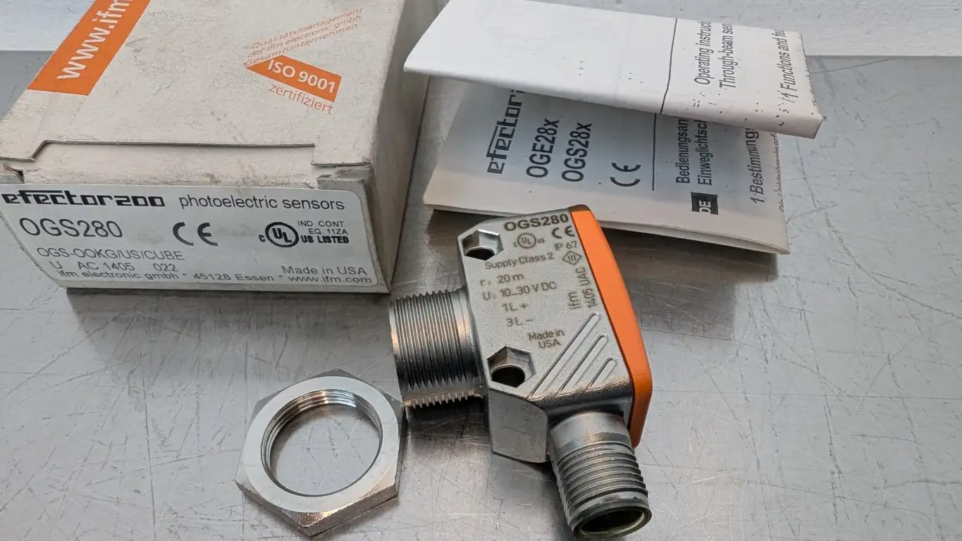 IFM Efector OGS280 Through-beam Sensor Transmitter OGS-OOKG/US/CUBE 20m 10-30VDC – NEO Surplus