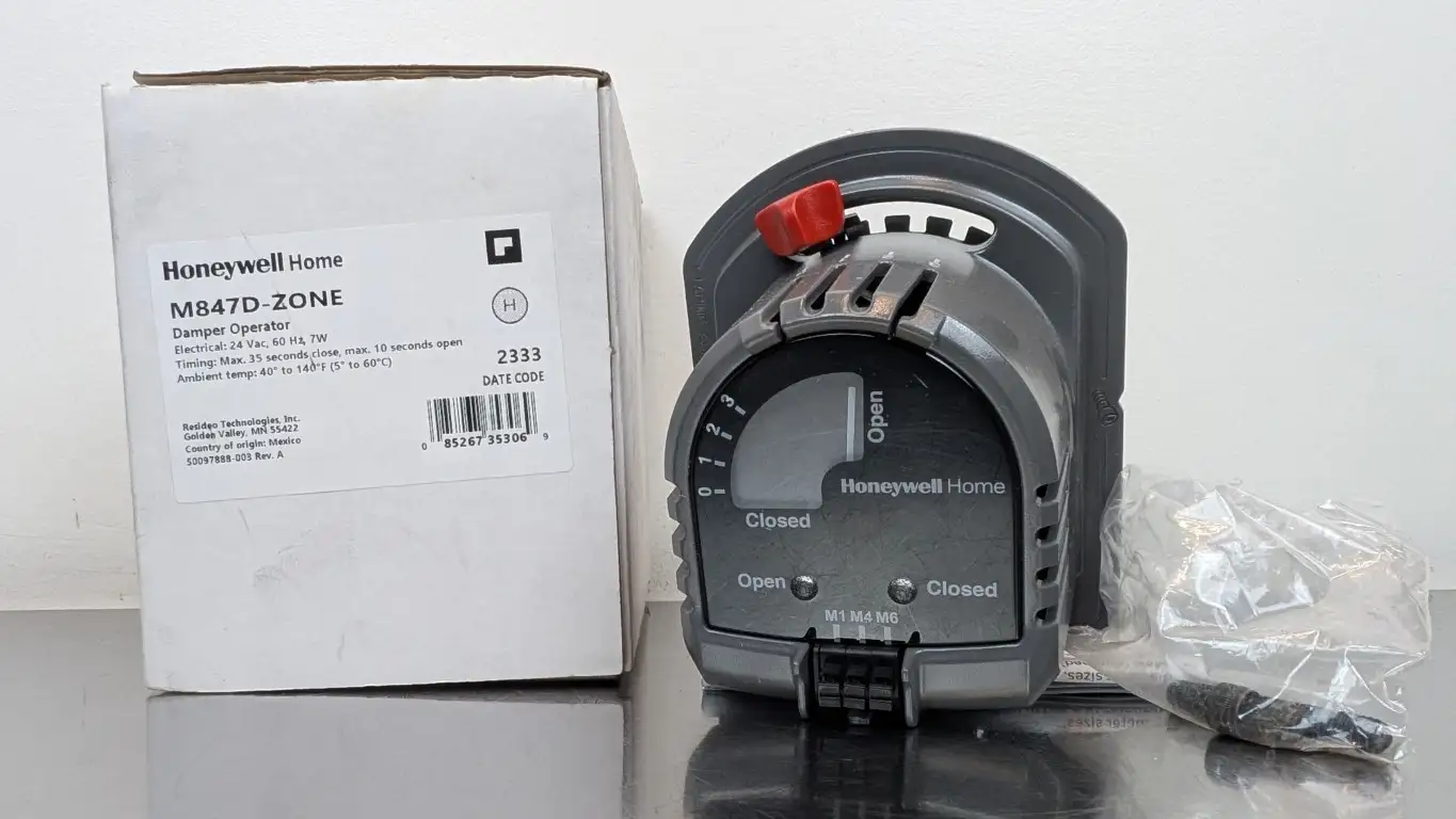 Honeywell M847D-ZONE Damper Operator Max 35 sec Close 10 sec Open 24VAC ...